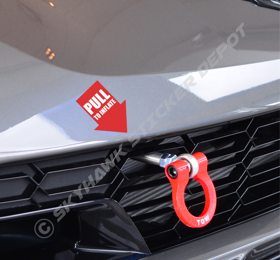 Funny Tow Arrow Vinyl Decal Sticker Pull To Inflate Car Sticker | eBay