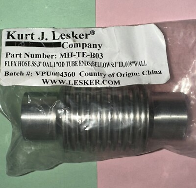 Kurt J Lesker: 3” FLEX HOSE ⌀1” BELLOWS .008" WALL. high vacuum. № MH ...