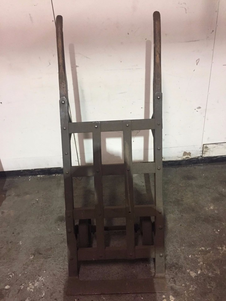 Antique Vintage Industrial Wood Cast Iron Dolly Hand Truck | eBay