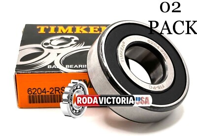 (2 PACK) TIMKEN 6204 2RS DEEP GROOVE BALL BEARING, RUBBER SEALED ...
