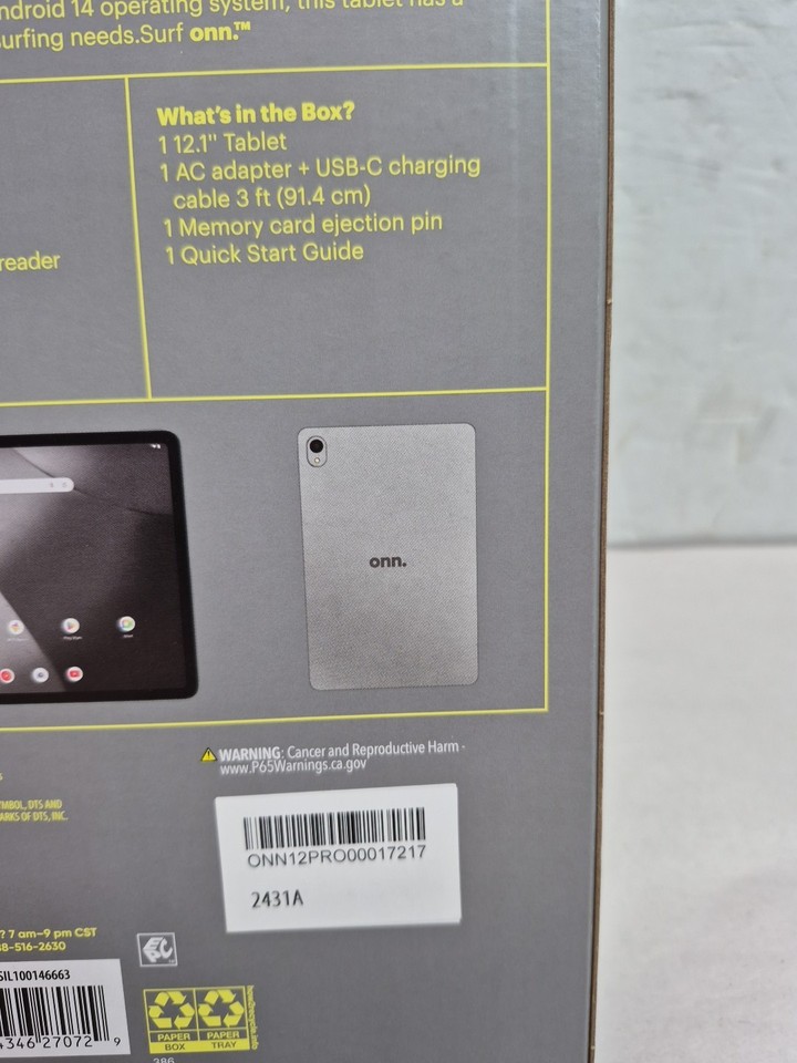 NEW Onn Tablet Pro 12.1” Gray, 128 Gb, 6 Gb Ram | eBay