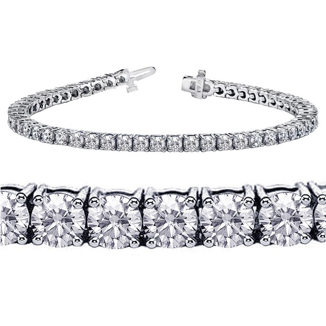 5 50 Ct Tw 4 Prong Set 100 Natural Round Diamond Tennis Bracelet G H