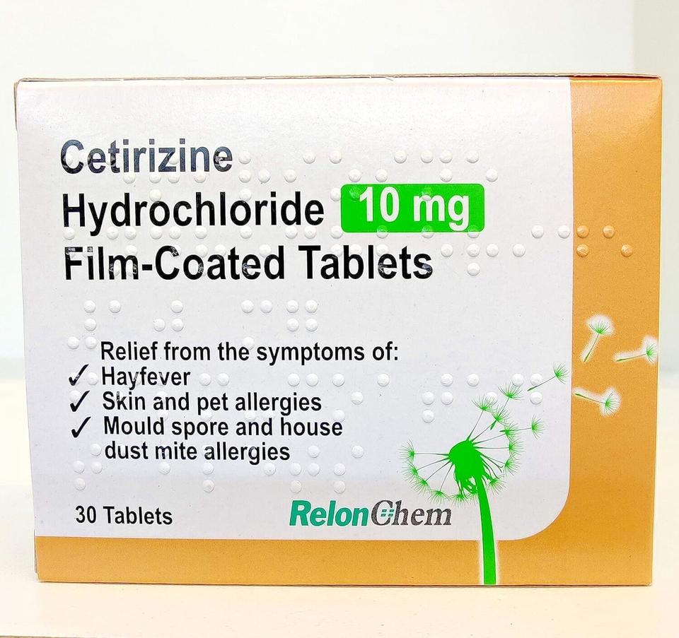 Cetirizine Hydrochloride 10mg - 12 Packs Hayfever Relief - UK Pharmacy ...