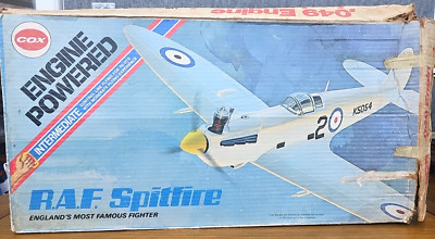 COX SPITFIRE THIMBLE DROME MODEL AIRPLANE GAS POWERED ENGINE c1977 ...