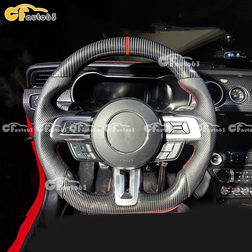 Fit For 2015-2017 Ford Mustang GT HYDRO DIP Carbon Fiber Steering Wheel ...