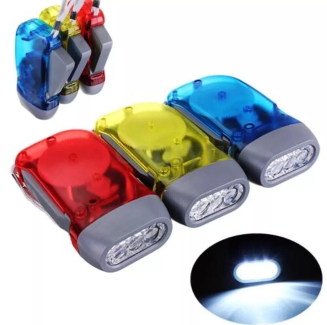 🔥Wind Up Flashlight Hand Press Crank Power LED Torch For Fishing ...