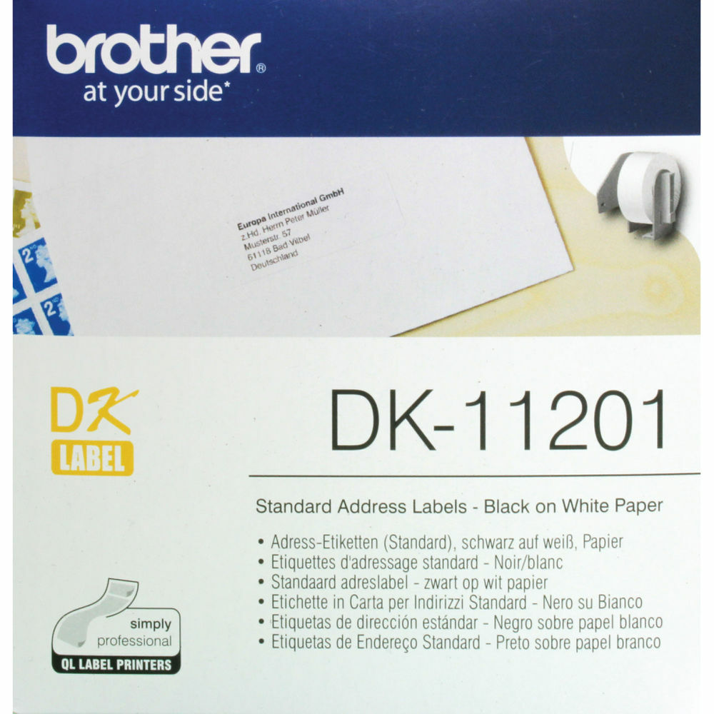 Brother Black on White Paper Standard Address Labels (Pack of 400 ...