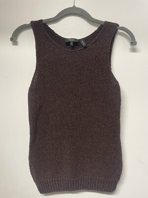 THEORY SLEEVELESS SHELL KNIT TANK TOP WOMEN SIZE S DARK BROWN MERLETTO ...
