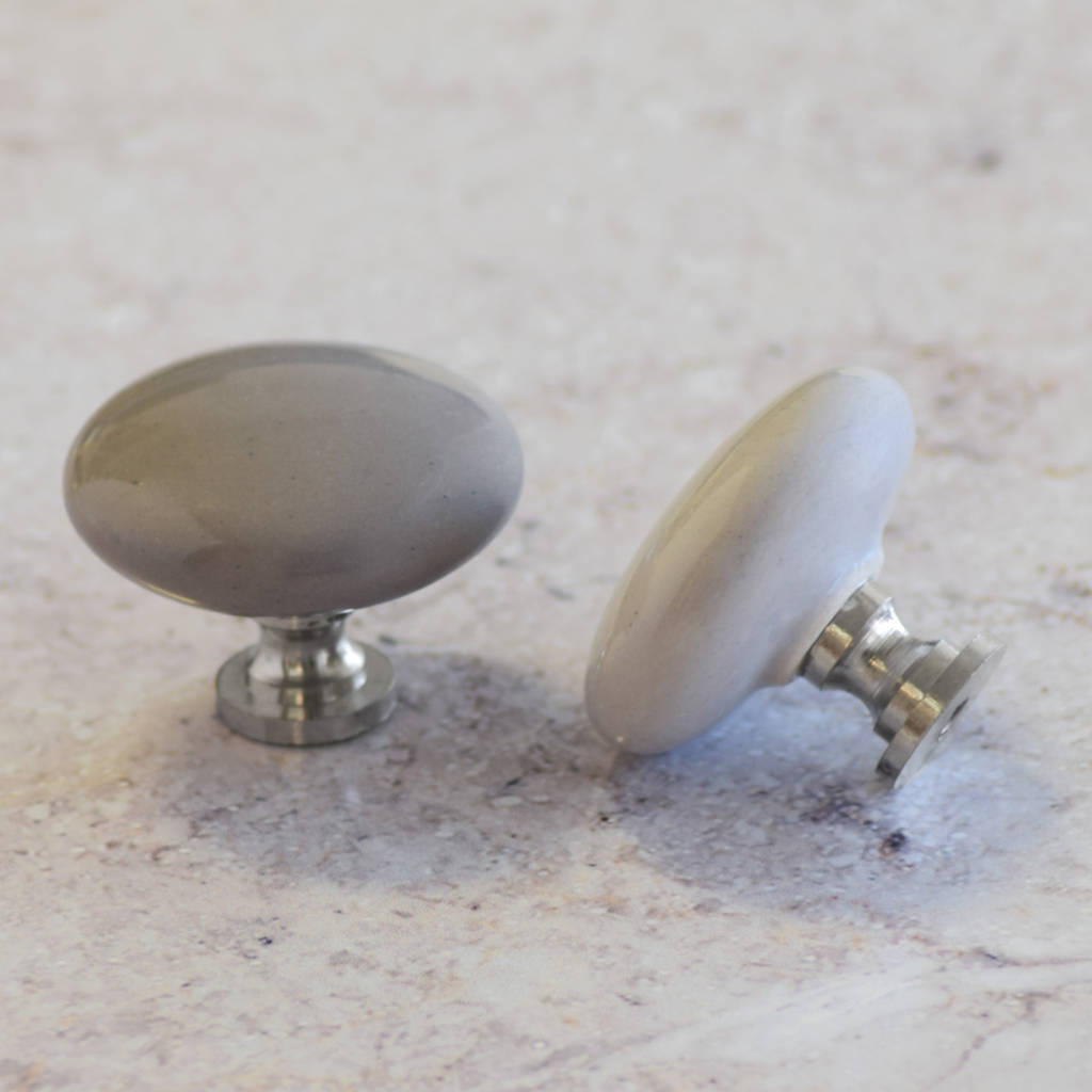 Dark & Light Grey Ceramic Cupboard Door knobs for kitchen cabinets and ...