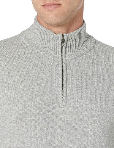 Amazon Essentials Men's Long-Sleeve Soft Touch Quarter-Zip Sweater Grey ...