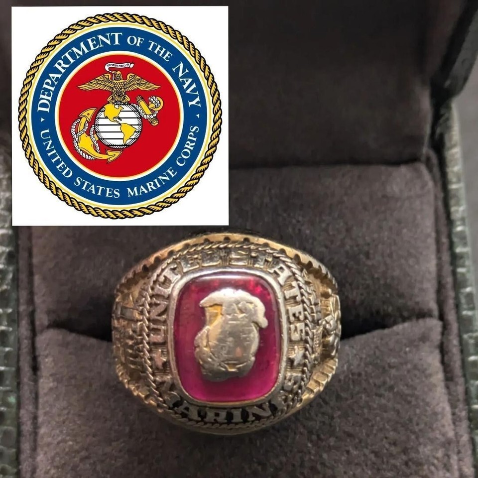 Antique JOSTENS YLTM Lustrium USMC Iwo Jima WWII Commemorative Ring 19g ...
