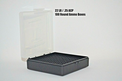 22 lr Ammo Box / Case / Storage (100) Round .22LR, .25 ACP (CLEAR COLOR ...