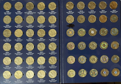 Australian $2 dollar coins collection 1988-2025 in folder 60 coins ...