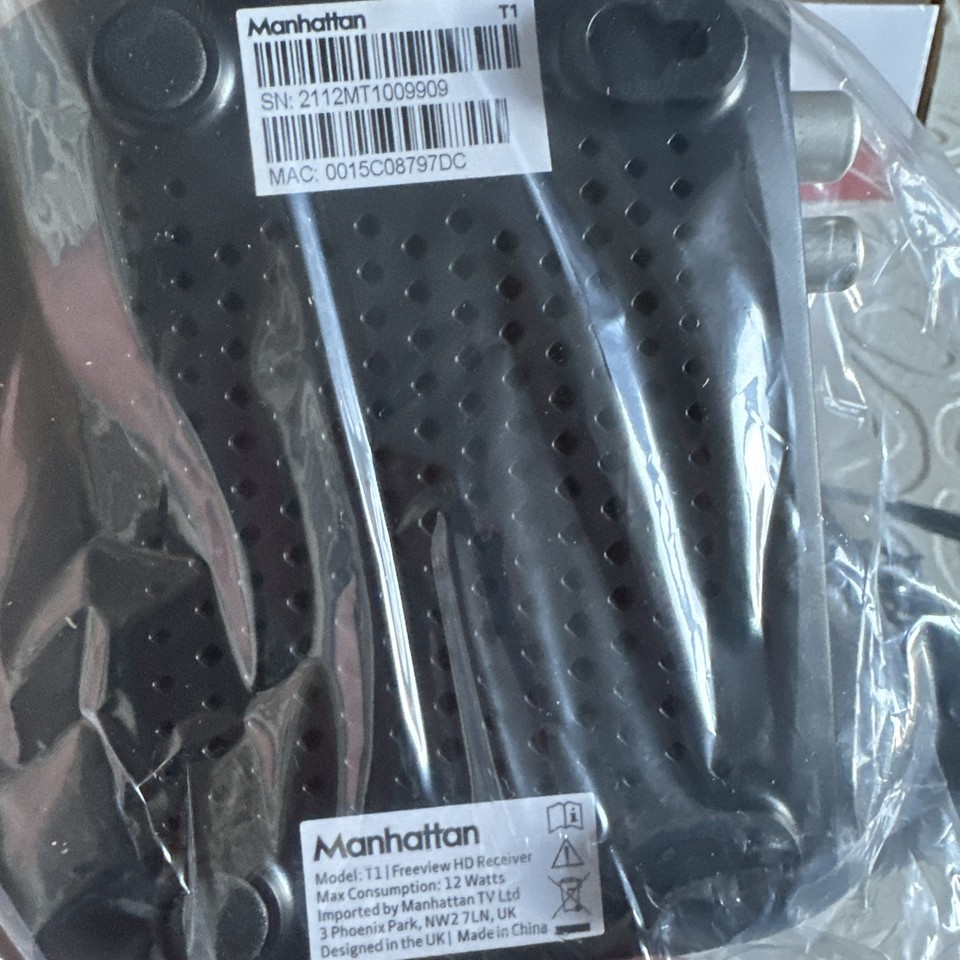 Manhattan T1 HD Freeview Box with Instructions, Remote & HDMI Boxed ...