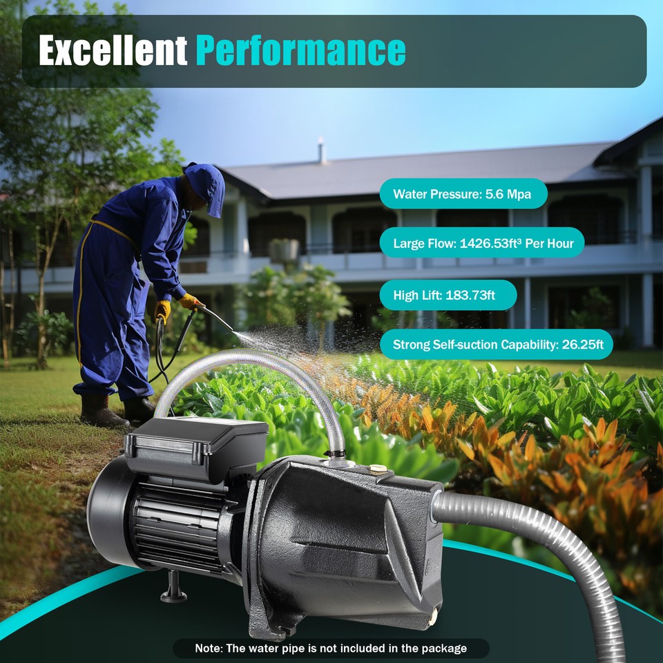 3/4HP Well Jet Pump Self-Priming Shallow Water Pump with Pressure ...