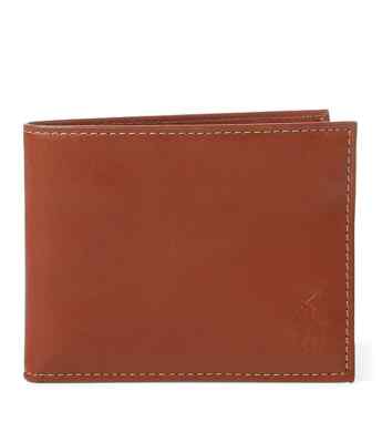 POLO RALPH LAUREN MEN’S LEATHER BILLFOLD ID FLIP WALLET BROWN ...