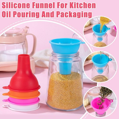 5pcs Kitchen Funnel Silicone Funnel Food Funnel Large Wide Mouth Funnel ...
