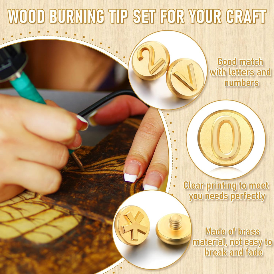 56 Pcs Wood Burning Letters and Numbers Wood Burning Tools with Letter ...