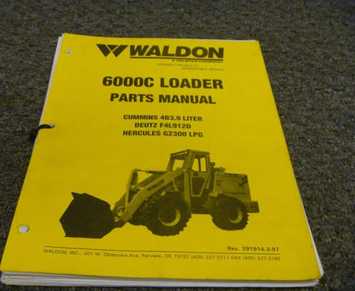 Waldon 6000C Loader w Deutz F4L912D Engine Parts Catalog Manual 291914 ...