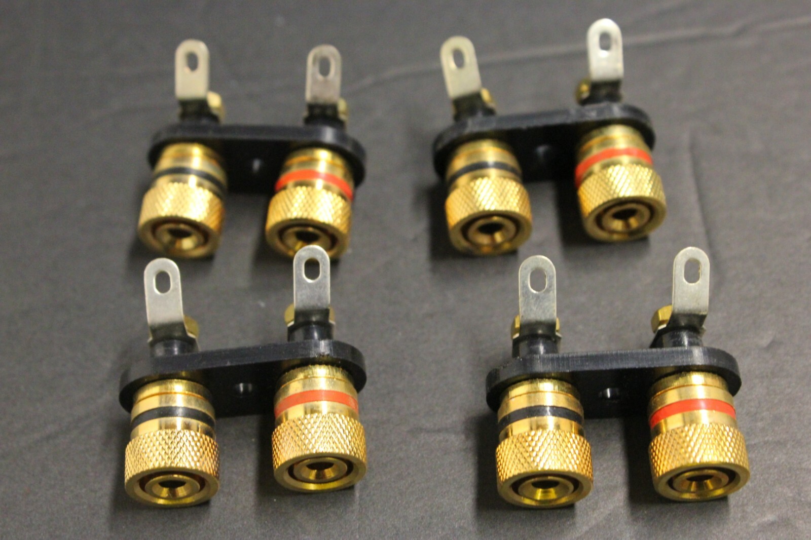 lot of 6 Gold Speaker Binding Post twise Scew type loaded / subwoofer ...