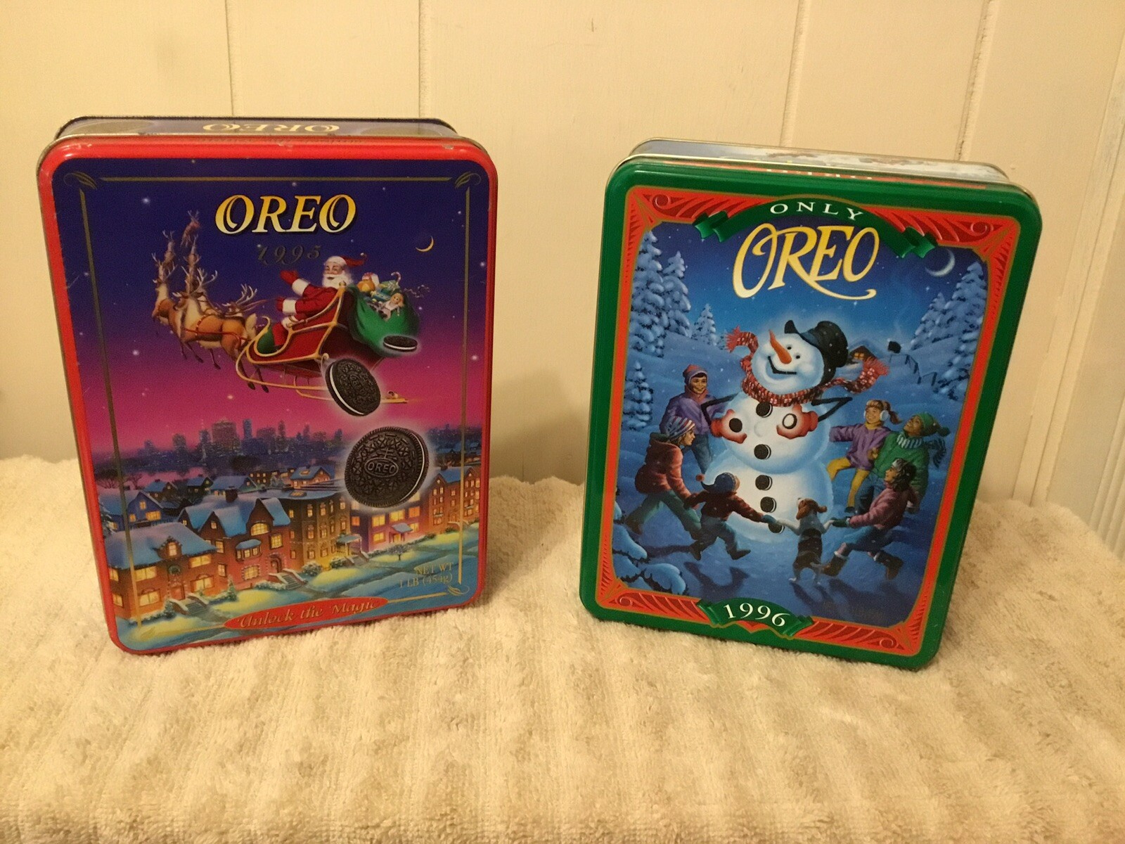 Vintage Oreo Cookie Tins Christmas Holiday Stacking Tins ~ 1995 1996 ...
