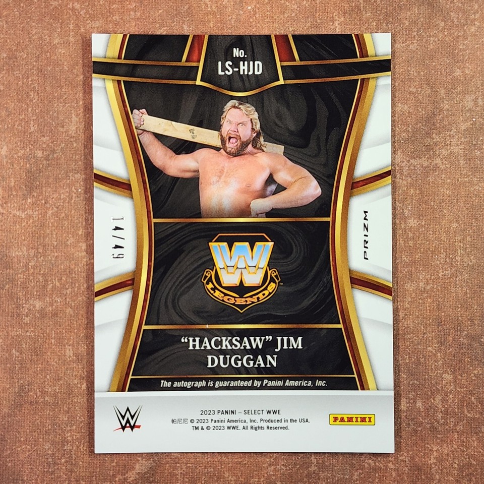 5-01-08 . 2023 wwe select #ls-hjd hacksaw jim duggan autograph blue ...