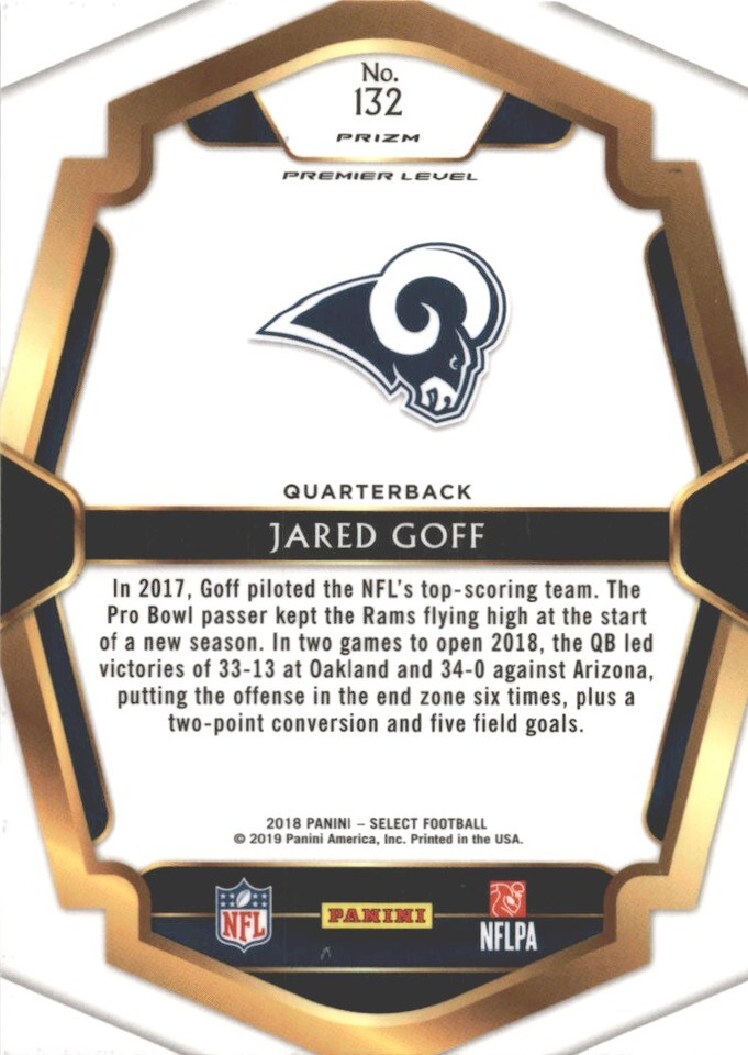 2018 Panini Select #132 Jared Goff Great card! | eBay