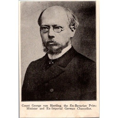 Count George Von Hertling The Ex-Bavarian WWI 1919 Book Plate Print ...