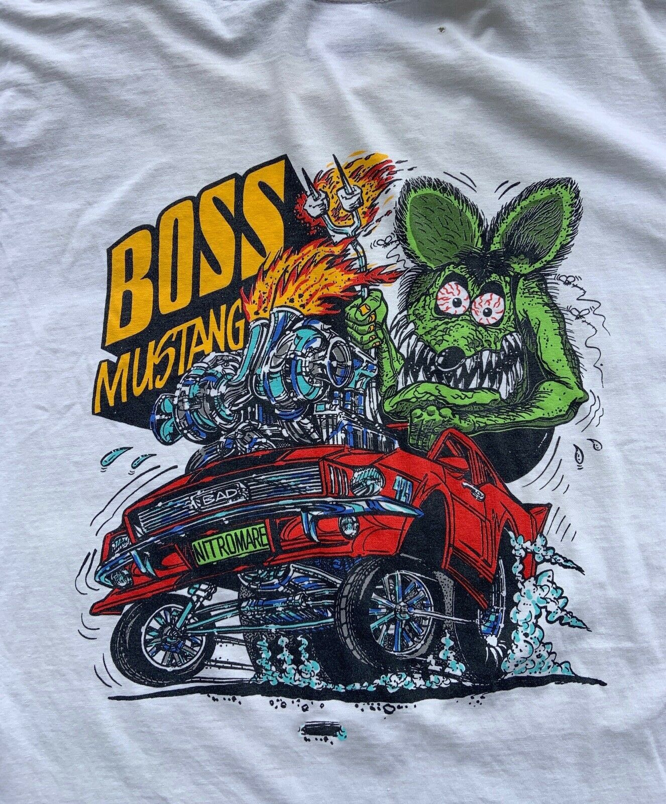 Vintage Rat Fink Boss Mustang Ed Roth White Men S-234XL T-shirt | eBay