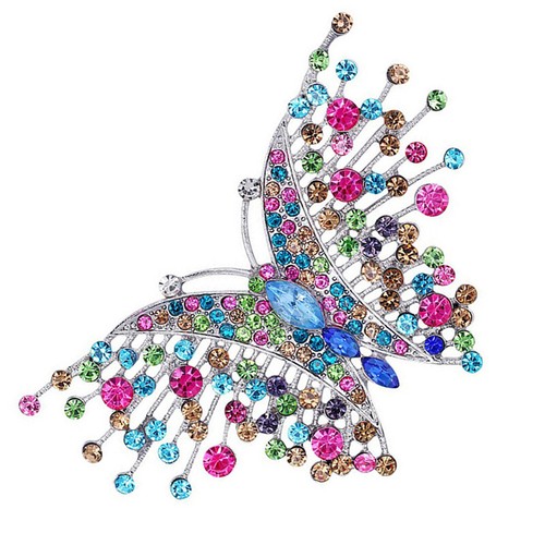 Colorful Rhinestone Butterfly Brooches For Wedding Jewelry Women Coat ...