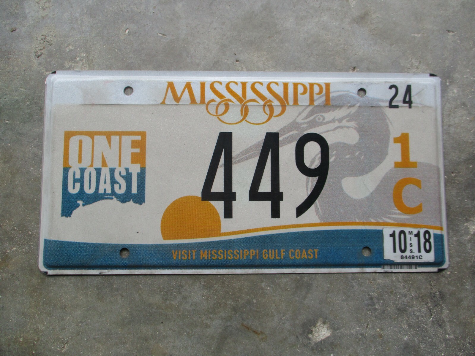 Mississippi ONE COAST 2018 license plate # 449 | eBay