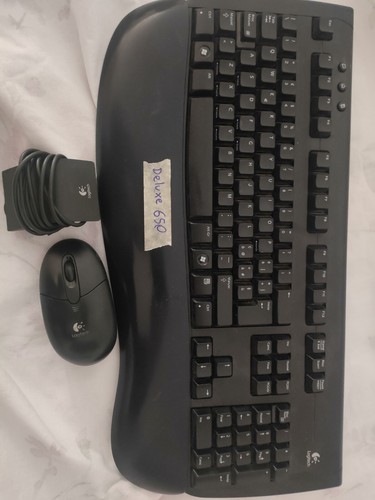 Keyboard + Mouse Logitech Deluxe 650 Cordless Black USB Tastiera Nera ...
