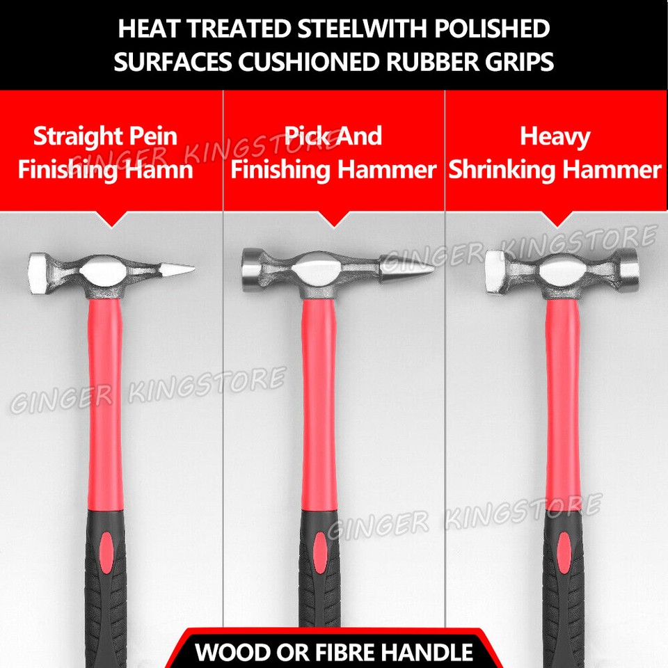 7Pc Auto Car Body Repair Hammer Dolly Panel Dent Beating Tools Roller ...
