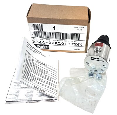 Parker Watts R344-02A Miniature Regulator R344-02AL013JX64 SET @13 PSI ...