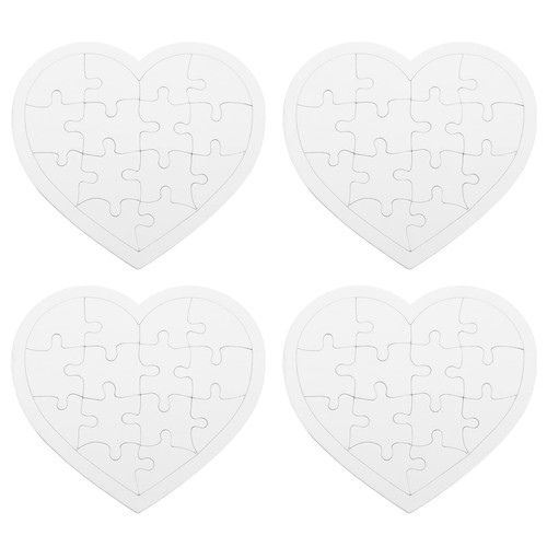 4 Sets Sublimation Puzzle Blanks Heart Shaped Jigsaw Puzzles for Crafts ...
