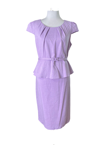 Ashro Lisabette Dress Size 10 Purple Cap Sleeve Peplum Belted Knee ...