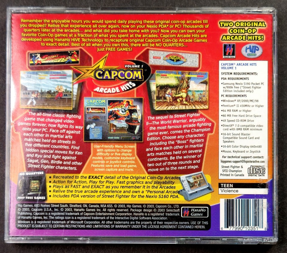 Capcom Arcade Hits: Volume 1 (PC, 2003) Street Fighter I & II Champion ...