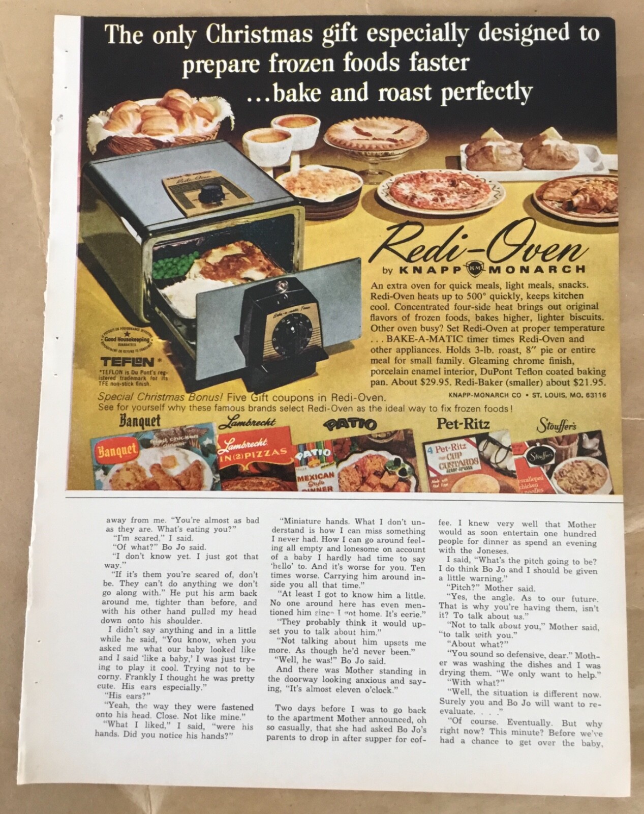 Redi-Oven 1966 vintage print ad 60s retro art home decor Knapp Monarch ...