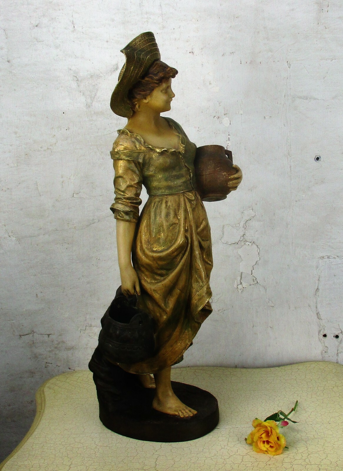 Statue Goldscheider signed E. Tell Terracotta Water Carrier Jugendstil ...