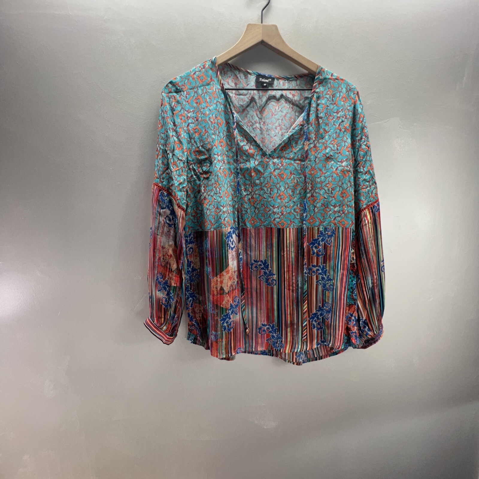Tolani Collection Top Women's Size M Silk Tassel Bohemian Tunic | eBay