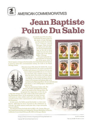 #277 22c Jean Baptiste Du Sable #2249 USPS Commemorative Stamp Panel | eBay
