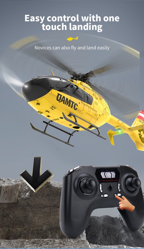 YXZNRC EC135 RC Helicopter 6-axis Gyro 2.4G 6CH LED Light Flybarless ...