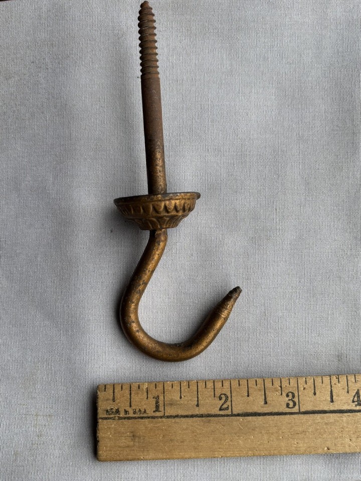 Antique Victorian Era C/I Hanging Lamp Ceiling Hook & Fixture With ...