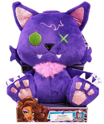Monster High Crescent Cat Freaky And Fabulous Plush Purple Zombie Pet ...
