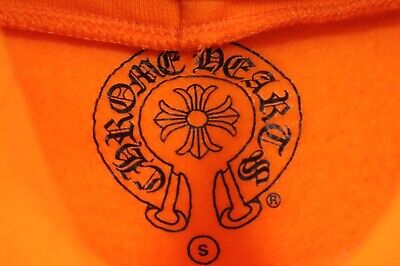 Chrome Hearts Men Off-White Hoodie Small Orange Black Logo Chrome Hearts Men Off-White Hoodie Small Orange Black Logo