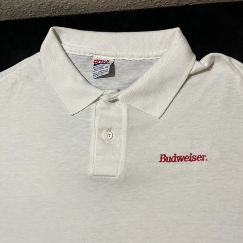 Vintage Budweiser 1980s Beer Polo Shirt Mens Anvil USA Embroidered Bear Logo | eBay