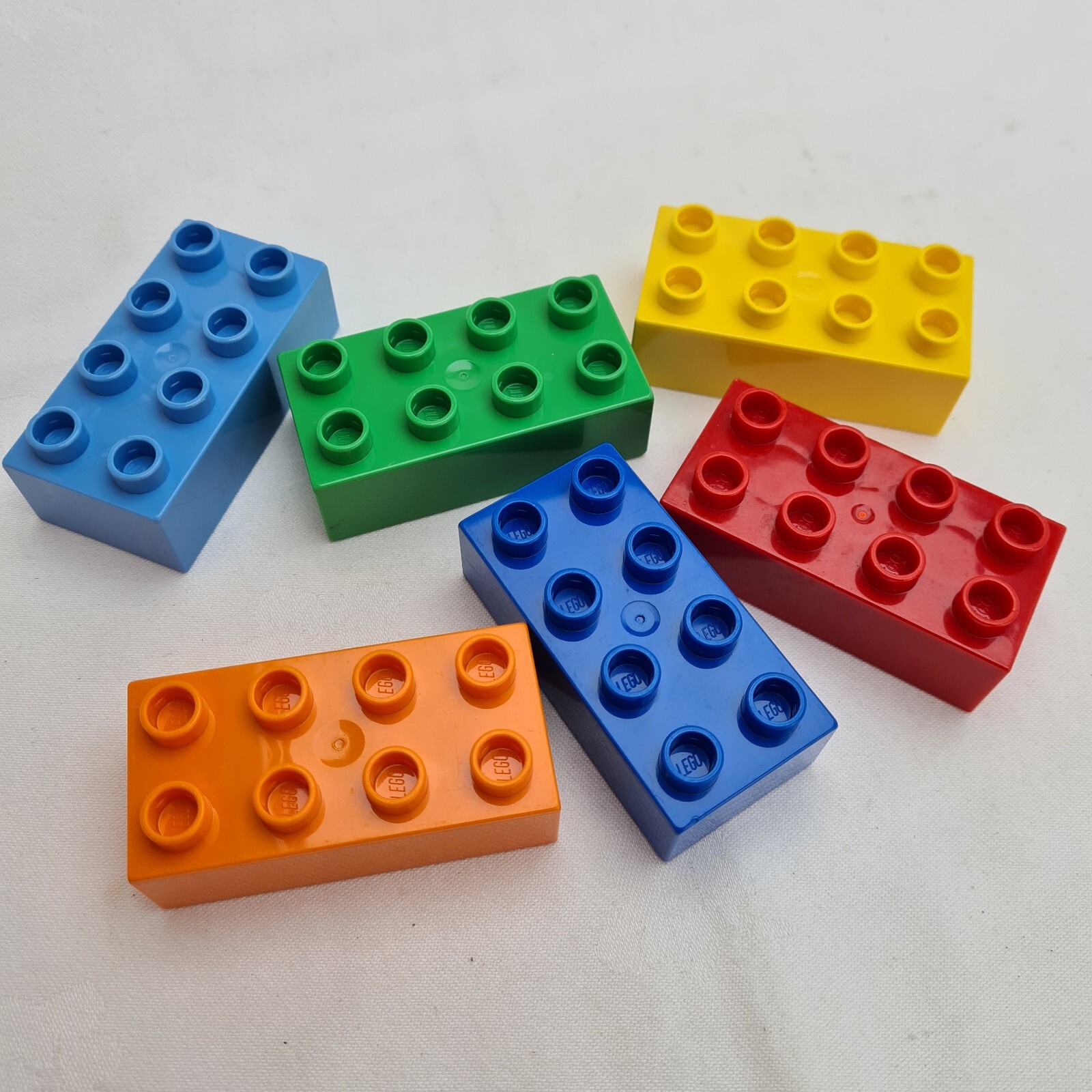 Six Bricks Set. Duplo 2x4 Blocks, 6 Colour Set. Genuine Lego, Washed ...