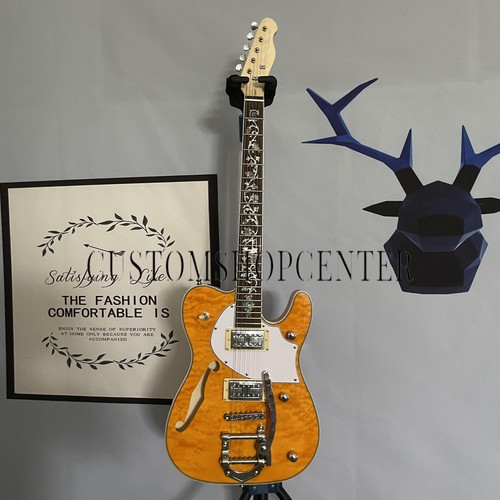 Yellow Quilted Maple Top TL 6 Strings Electric Guitar Jazz Bridge HH ...