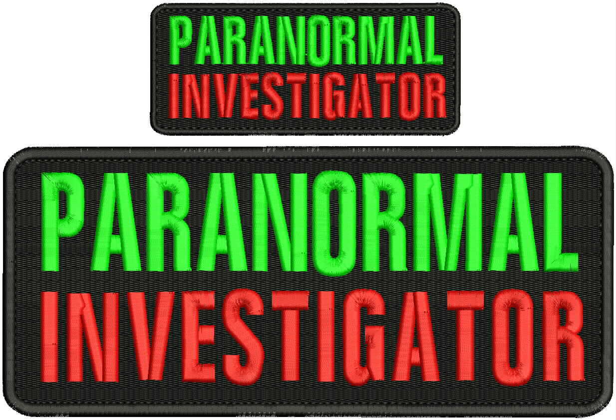 Paranormal Investigator embroidery patches 4x10 and 2x5 hook on back | eBay