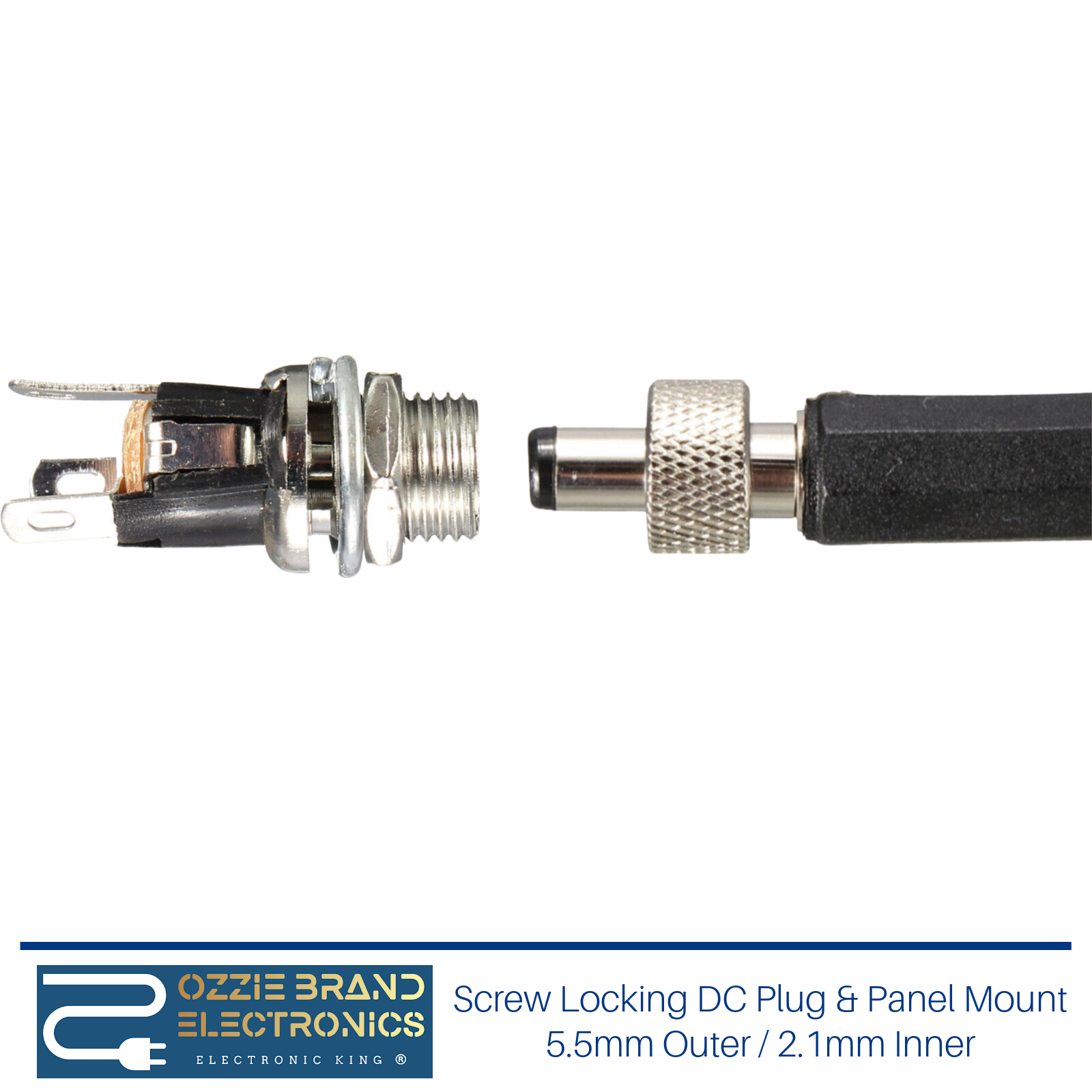 Screw Locking DC Plug & Metal Panel Mount Socket - 2.1MM x 5.5MM | eBay UK